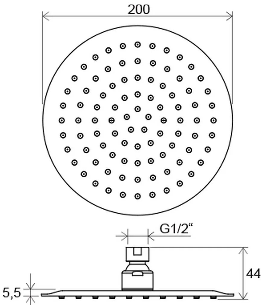 RAVAK 984.01 Hlavová sprcha Slim kulatá, 200mm X07P335