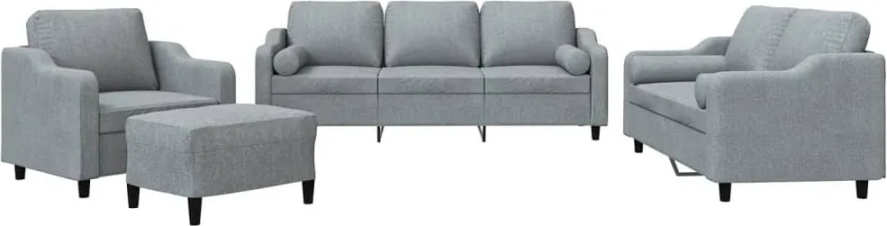 4dílná sedací souprava s polštáři světle šedá textil 3201794