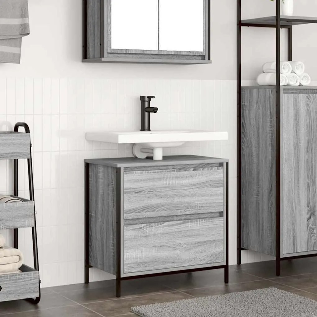 Koupelnová Skříňka S Umyvadlem A Zásuvkami Grey Sonoma