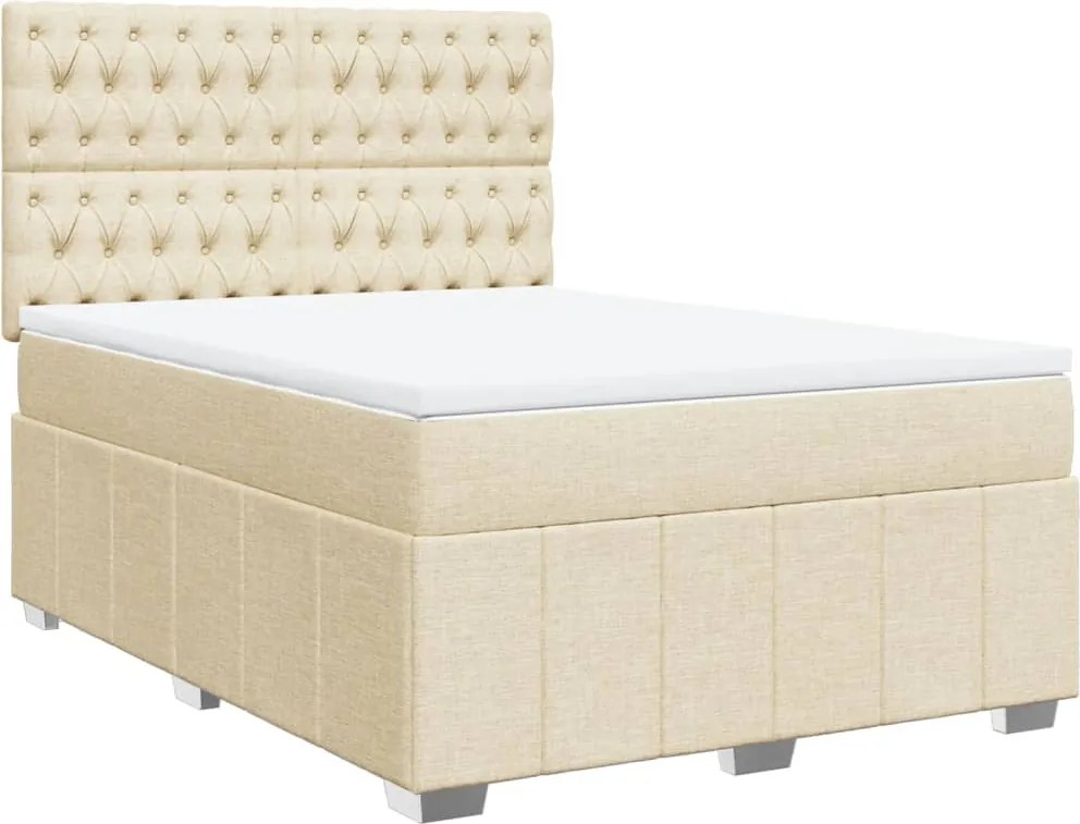 Box spring postel s matrací krémová 140x190 cm textil 3293975