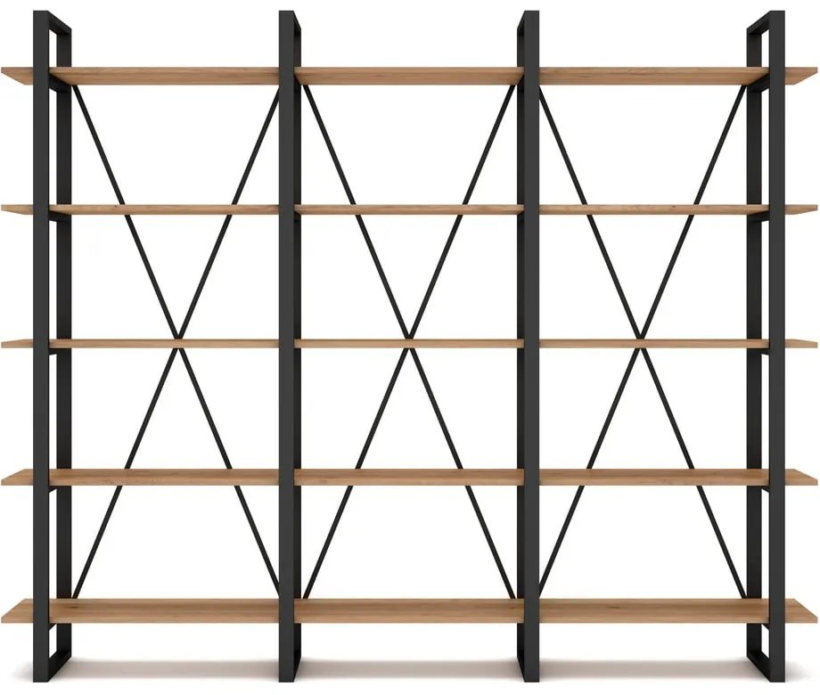 Černý/přírodní regál v dekoru dubu 218x180 cm Aviva – Marckeric