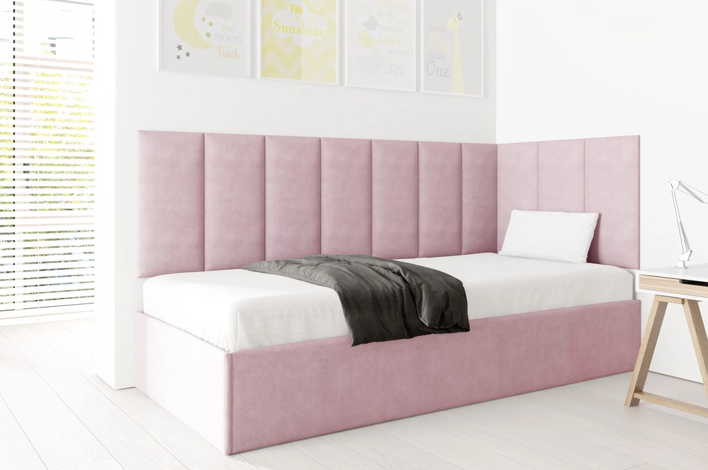 Eka Čalouněná postel Lucy s čalouněnými panely ZDARMA - 90x200 cm Barva látky Trinity: Šedá (Trinity 2314)