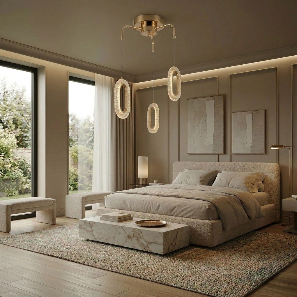Toolight Rea, ZÁVĚSNÉ STROPNÍ LED SVÍTIDLO G173-3CP GOLD, OSW-07817