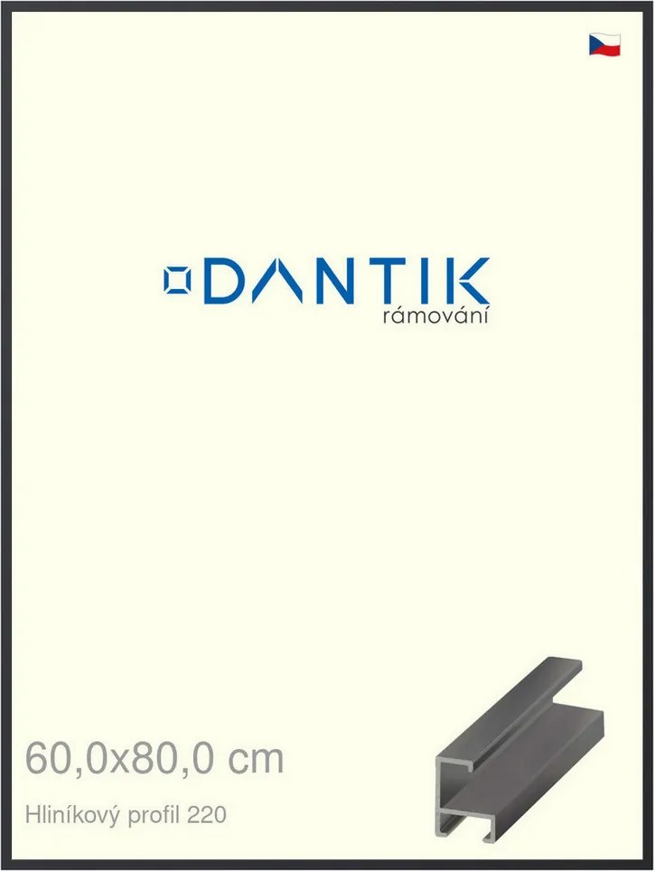 DANTIK rámeček 60x80 | ALU profil 6220 Černá matná (Plexi Čiré)