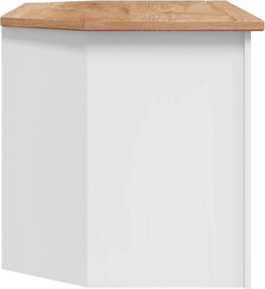 Rohová TV skříňka bílá 93x49x49 cm masivní borovice řada Panama 282687