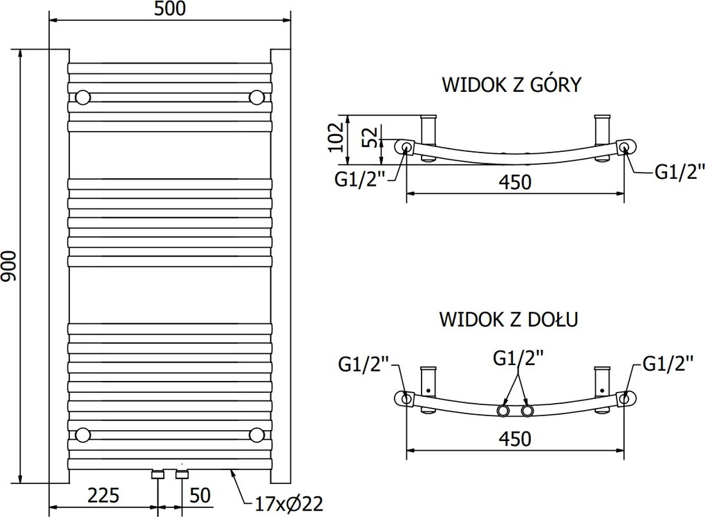 Mexen Ares, elektrické topné těleso 900 x 500 mm, 400 W, černá, W102-5900-500-6400-70