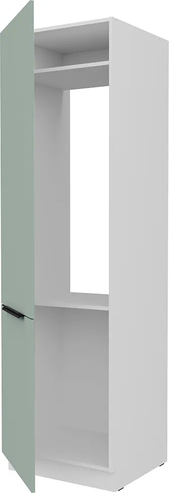 ARIA sb | vysoká skříňka 60 LO-210 2F na vestavnou lednici | 60 cm | ANTI FINGERPRINT povrch | bílá/aquamarine