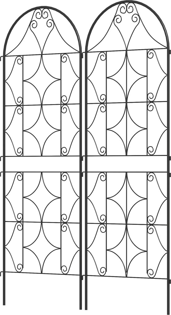 Kovová mřížka sada 2 nerezových podpěr pro popínavé rostliny 50x150 cm černá