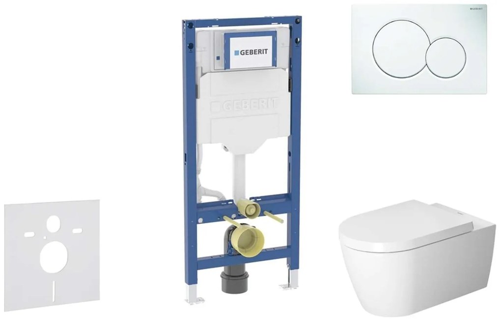 Geberit Duofix - Set předstěnové instalace, klozetu ME by Starck a sedátka softclose, tlačítko Sigma01, alpská bílá SANI11CP3108