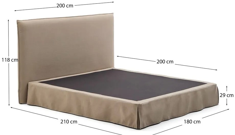 Taupe čalouněná dvoulůžková postel 180x200 cm Jaira – Kave Home