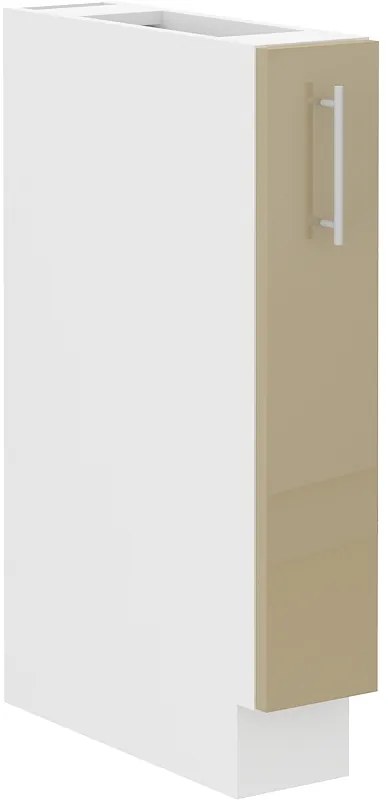 STL 15 cm výsuvná skříňka dolní s košíkem LARA Barevné provedení: Bílá / Cappucino lesk