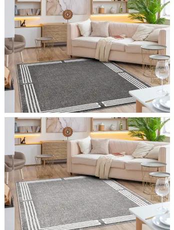 koberec MATEO 8034/644 Moderní vzor rámu strukturální šedá velikost 280x370 cm | krásné koberce cz
