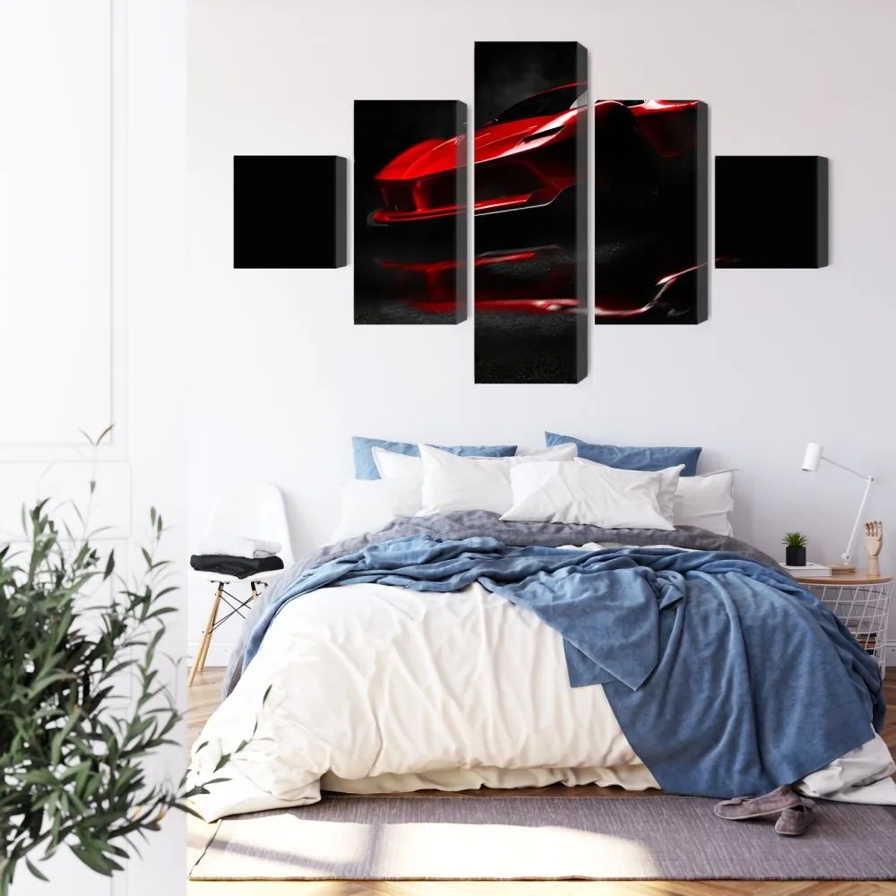 Vícedílný obraz Červené Sportovní Auto 3D Nedostatek Nedostatek Přírodní plátno 250x150