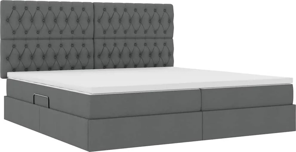Postel s úložným prostorem a matrací Tmavě šedá 200 x 200 cm 3371866