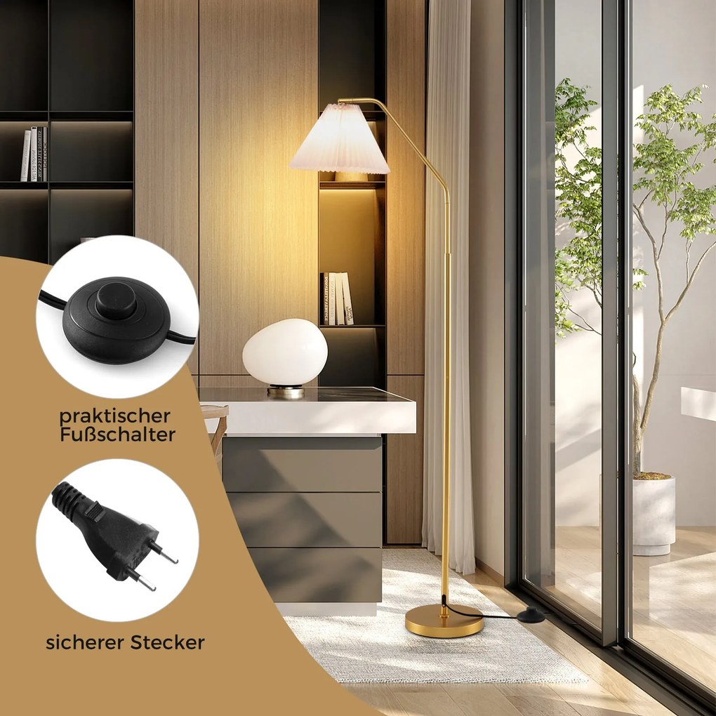 Costway Stojací lampa obývací pokoj 168 cm E27 oblouková lampa s nastavitelnou