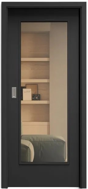 SAPELI ELEGANT KOMFORT M40 - CPL LAMINÁT - POSUVNÉ DVEŘE VČ. ZÁRUBNĚ - Černá grafit Průchozí šířka (cm): 100, Průchozí výška (cm): 197