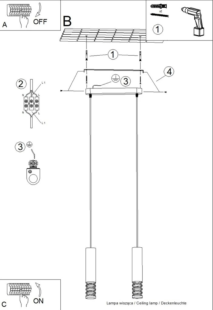 Závěsné svítidlo Lami, 2x bílé kovové stínítko