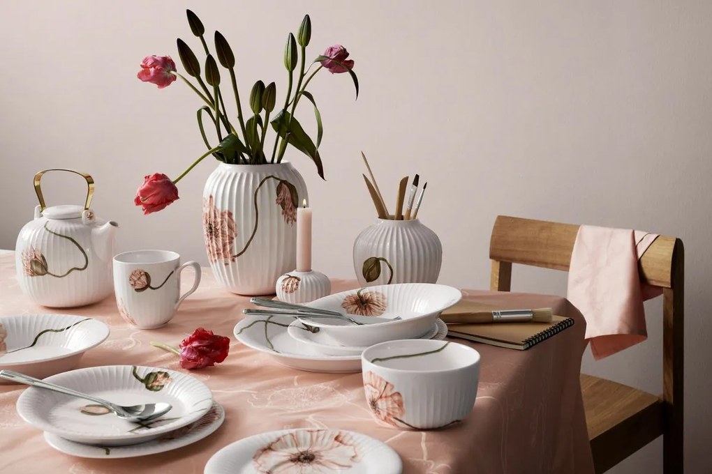 KÄHLER Porcelánová váza Hammershøi Poppy 20 cm, růžová barva, bílá barva, porcelán