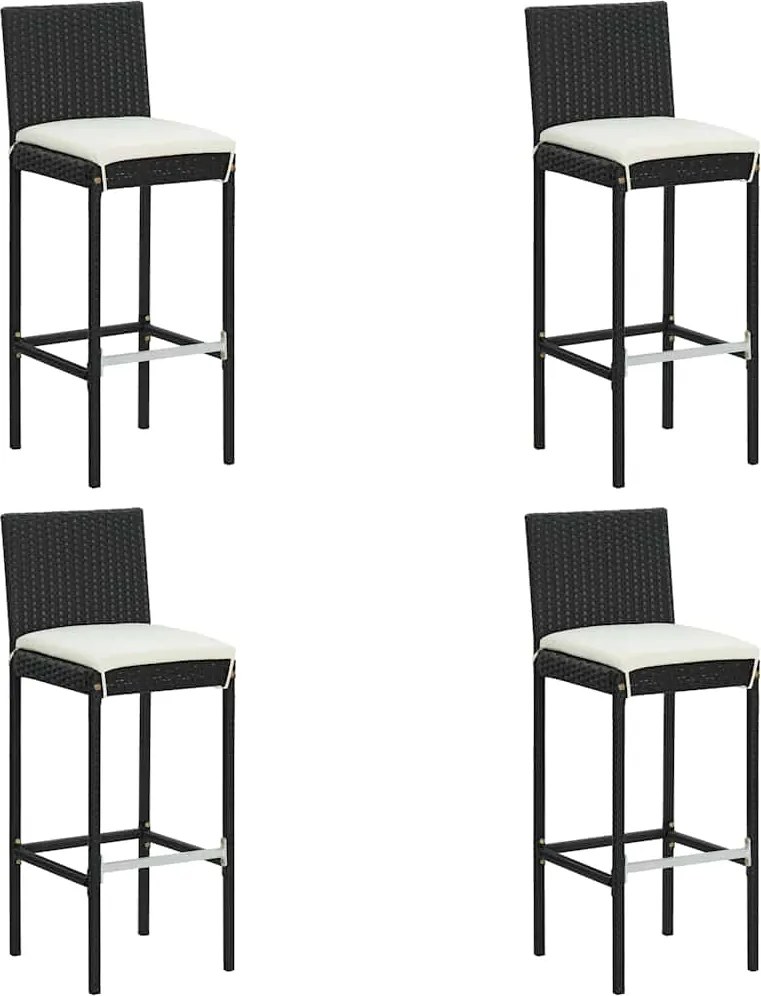 5dílný zahradní barový set s poduškami černý polyratan 3187643