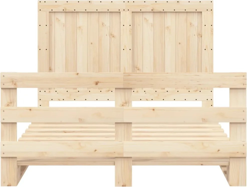 Rám postele s čelem bílý 140 x 200 cm masivní borové dřevo 3281540