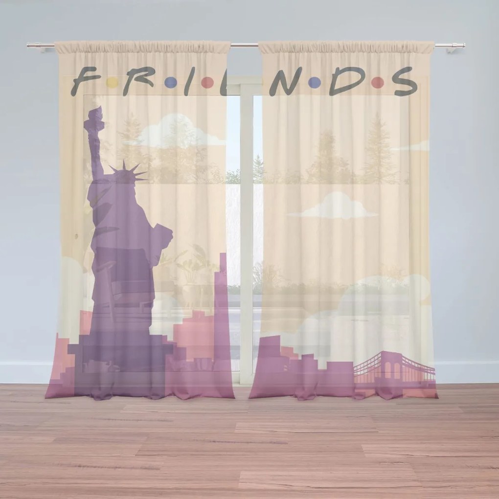 Sablio Záclony Seriál Přátelé FRIENDS Socha Svobody: 2ks 150x250cm
