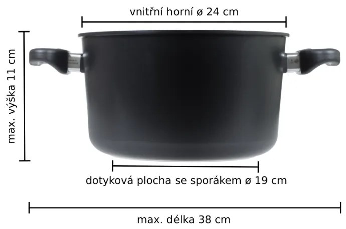 Top Alulit Titanový hrnec ø 24 cm x 11 cm / 3.8 l na indukci s poklicí