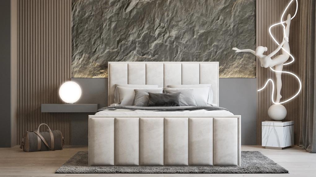 SFAB Kontinentální čalouněná postel VERONA (140x200 cm) Látka Velutto: Velutto 20 - Černá