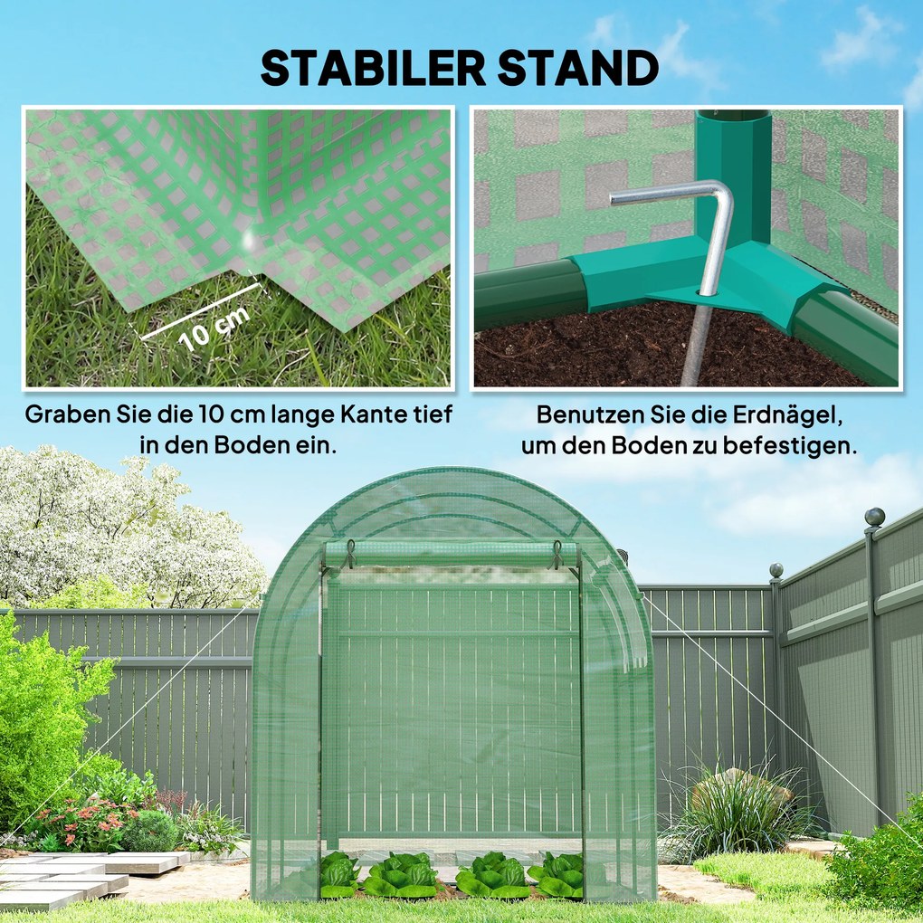 Skleník Outsunny, 180 x 180 x 200 cm, fóliový skleník s rolovacími dveřmi, UV ochrana, skleník, domek na rajčata s bočním oknem, PE síťová fólie, zim…