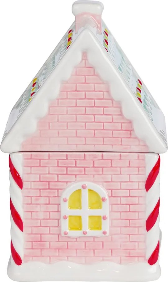 SWEET X-MAS Dóza na sušenky perníková chaloupka - růžová
