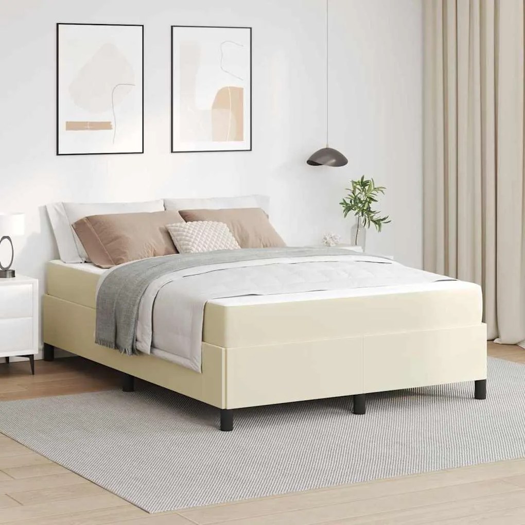 Rám postele s matrací Krémová 160 x 200 cm textil 3399011