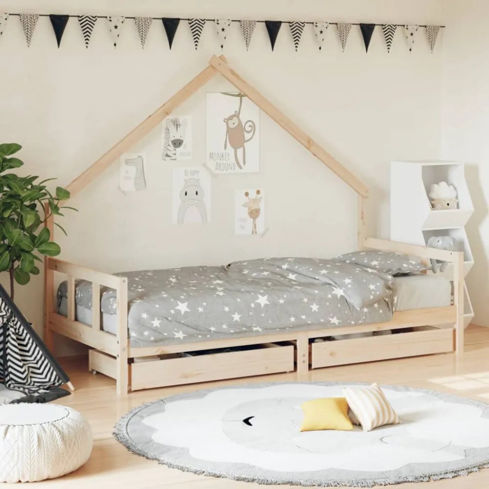 Dětská domečková postel se šuplíky Dekorhome 70 x 140 cm