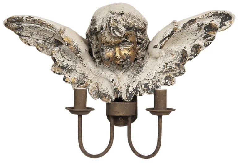 Nástěnná lampa s andělem s patinou – 56x16x38 cm