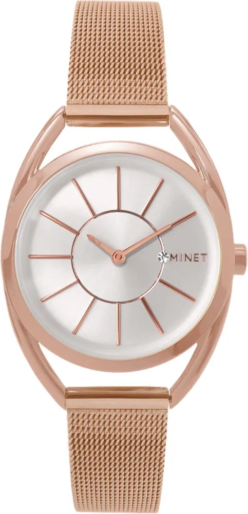MINET Růžové dámské hodinky ICON ROSE GOLD MESH MWL5015
