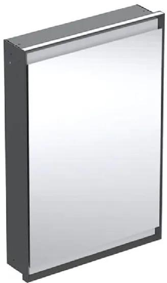 Geberit ONE - Zrcadlová skříňka s LED osvětlením, 600x900x150 mm, panty vpravo, vestavná, matná černá 505.801.00.7
