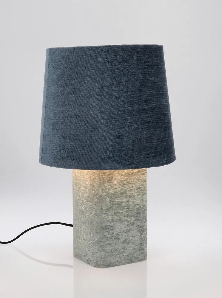 Modrá kovová stolní lampa s textilním stínidlem (výška 50 cm) Demra – Bizzotto