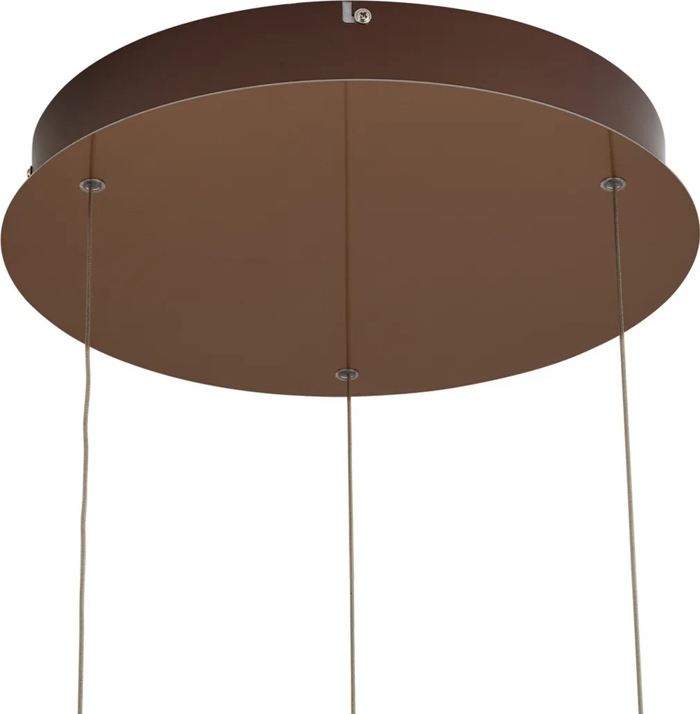 Designové závěsné svítidlo v barvě růžového zlata s jantarovým sklem vč. LED 3-stupňově stmívatelné 3-světelné Easylift - Fiera