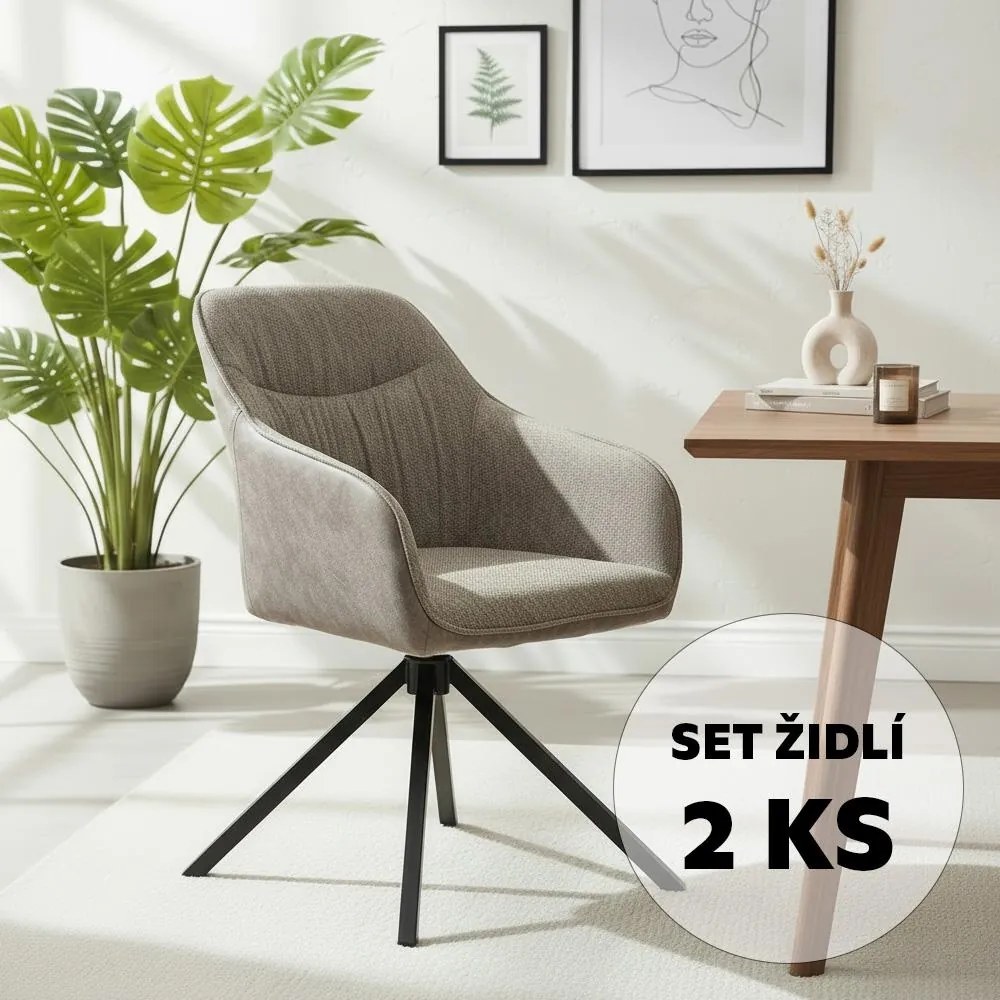 Set - 2 ks Jídelní židle AVENBERG LARO – otočná, šedá
