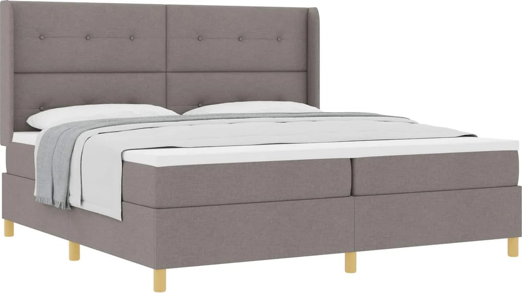 Postel s boxspringem s čelo Taupe 200 x 200 cm textil 3341858