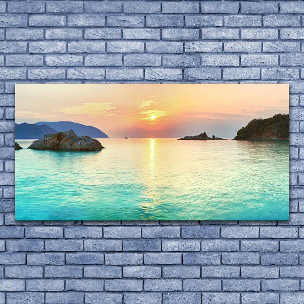 Plexisklo-obraz Slunce Skály Moře Krajina 120x60 cm