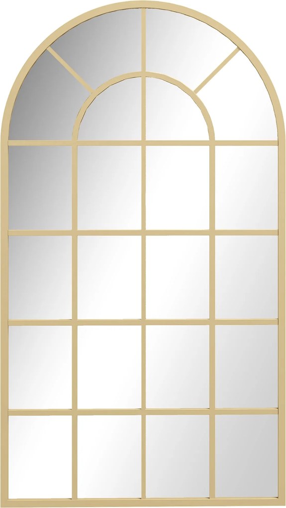 HOMCOM Nástěnné zrcadlo - Zrcadlo do šatny 110 x 65 cm Dekorativní zrcadlo s kovovým rámem Zavěšené zrcadlo do obývacího pokoje pro ložnici Zlaté | Ao
