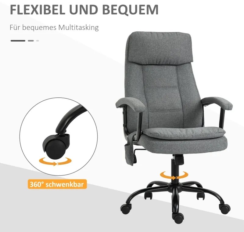 Vinsetto Masážní kancelářská výškově nastavitelná otočná židle, ergonomická, šedá 63 x 70 x 112-121 cm 921-308