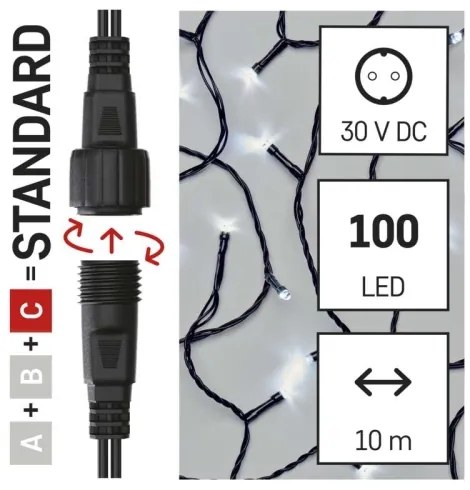 Propojovací vánoční řetěz bez zdroje EMOS Connecting D1AC03 ZY1925 100LED 10m studená bílá