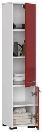 Koupelnová skříňka FIN 2D - bílá/červená lesk