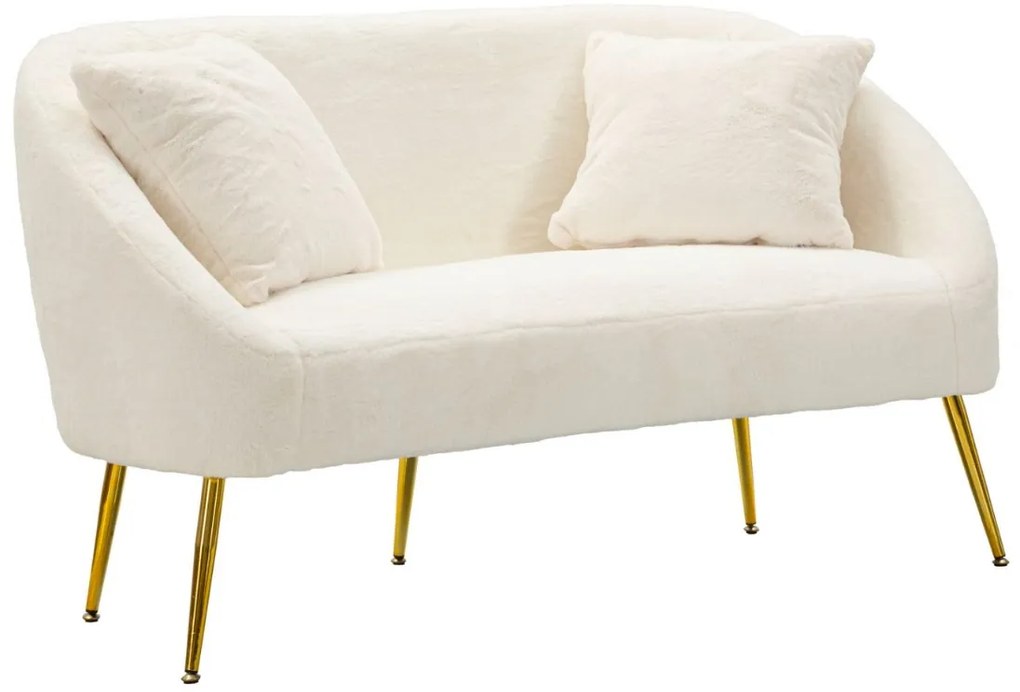 Designová pohovka Caerwyn 137 cm bílá / zlatá