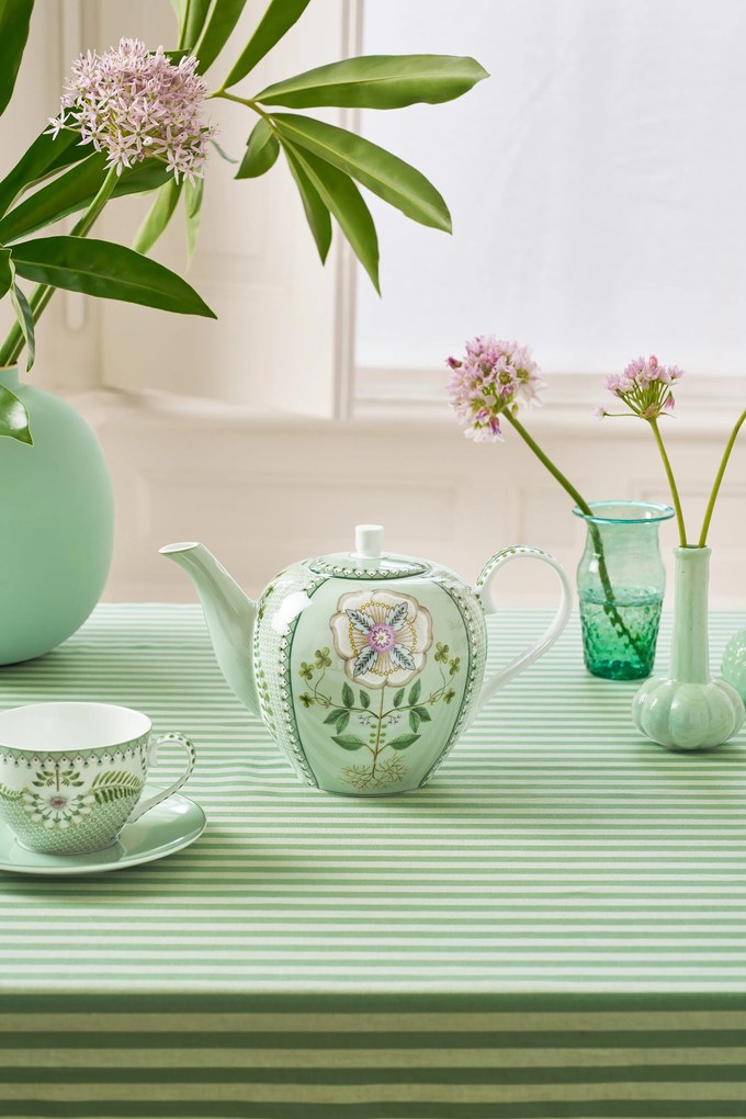 Pip Studio Lily & Lotus čajová konvice 1,6l, zelená (Porcelánová čajová konvice)
