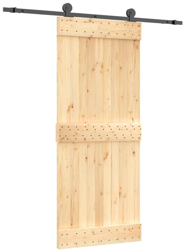 Posuvné dveře s kováním 85 x 210 cm masivní borové dřevo,  3203048