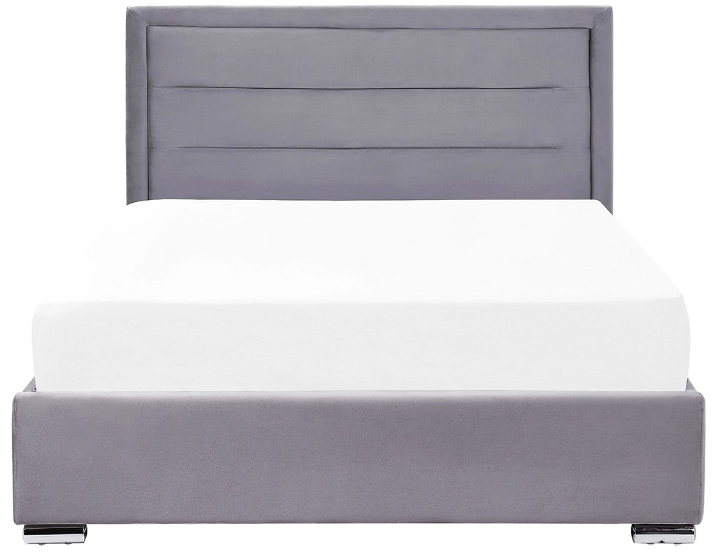 Sametová postel s úložným prostorem 140 x 200 cm tmavě šedá ROUEN Beliani