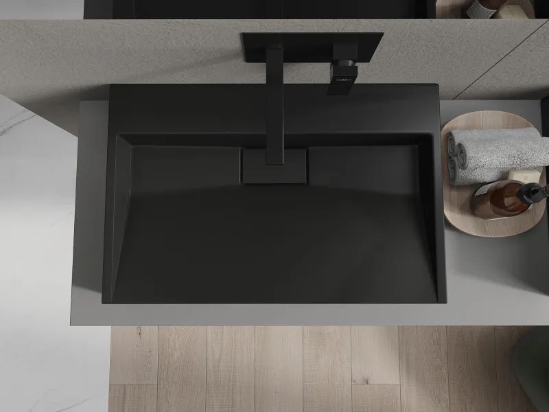 Mexen Ava, umyvadlo na desku z konglomerátu B/O 70 x 46 cm, černá matná, 23017070