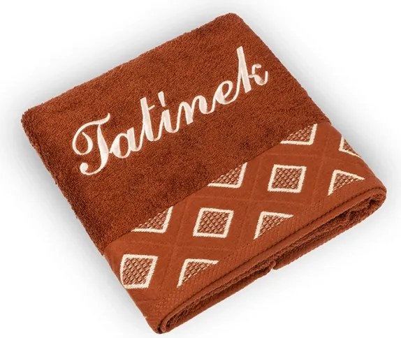 Bellatex Froté ručník kolekce Diamant s výšivkou Tatínek 50x100 cm Tatínek Hnědá