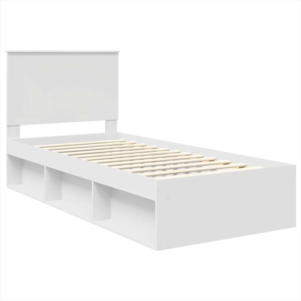 Rám postele s čelo Bílá 90 x 200 cm Masivní borové dřevo 3411055